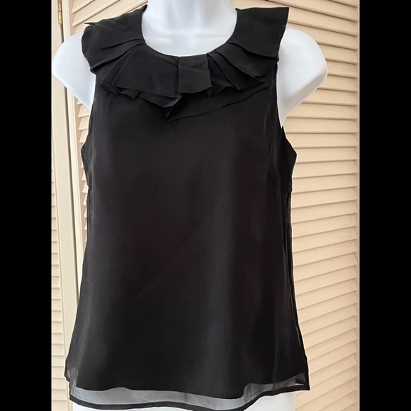 J. Crew | Tops | Nwt Nina Sleeveless Ruffled Neck Top Silk Chiffon ...